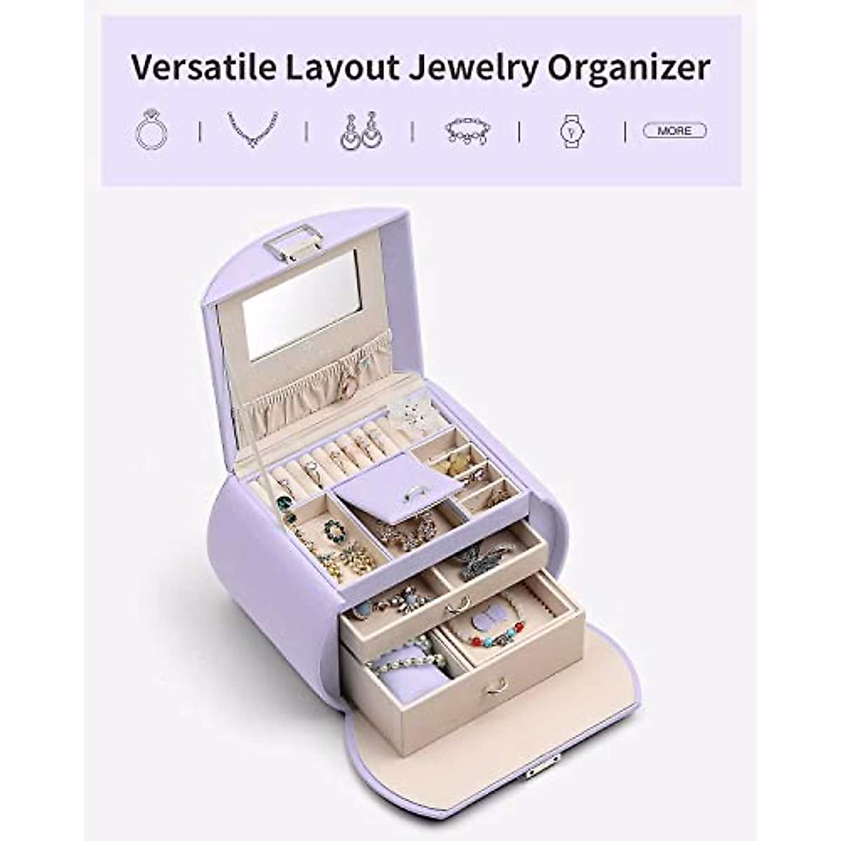 Vlando Princess Style Jewelry Box from Netherlands Design Team, Fabulous Girls Gift (Lavender)