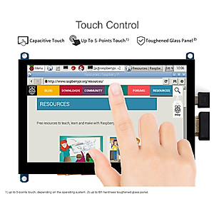 Waveshare 5 Inch HDMI LCD Screen 800x480 TFT Capacitive Touch Screen Display Monitor for Raspberry Pi 4B/3B+/A+/B/2B/B+/A+/Zero W Compatible with Windows 10/8.1/8/7