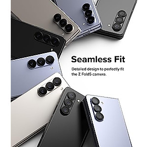 Ringke Camera Lens Frame Glass Compatible with Samsung Galaxy Z Fold 5 Camera Lens Protector, Tempered Glass Covers and Aluminum Alloy Frames - Black