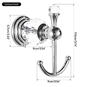 BATHSIR Crystal Robe Hook, Polished Chrome Double Towel Hook for Bathroom, Wall Mounted Silver Coat Hook