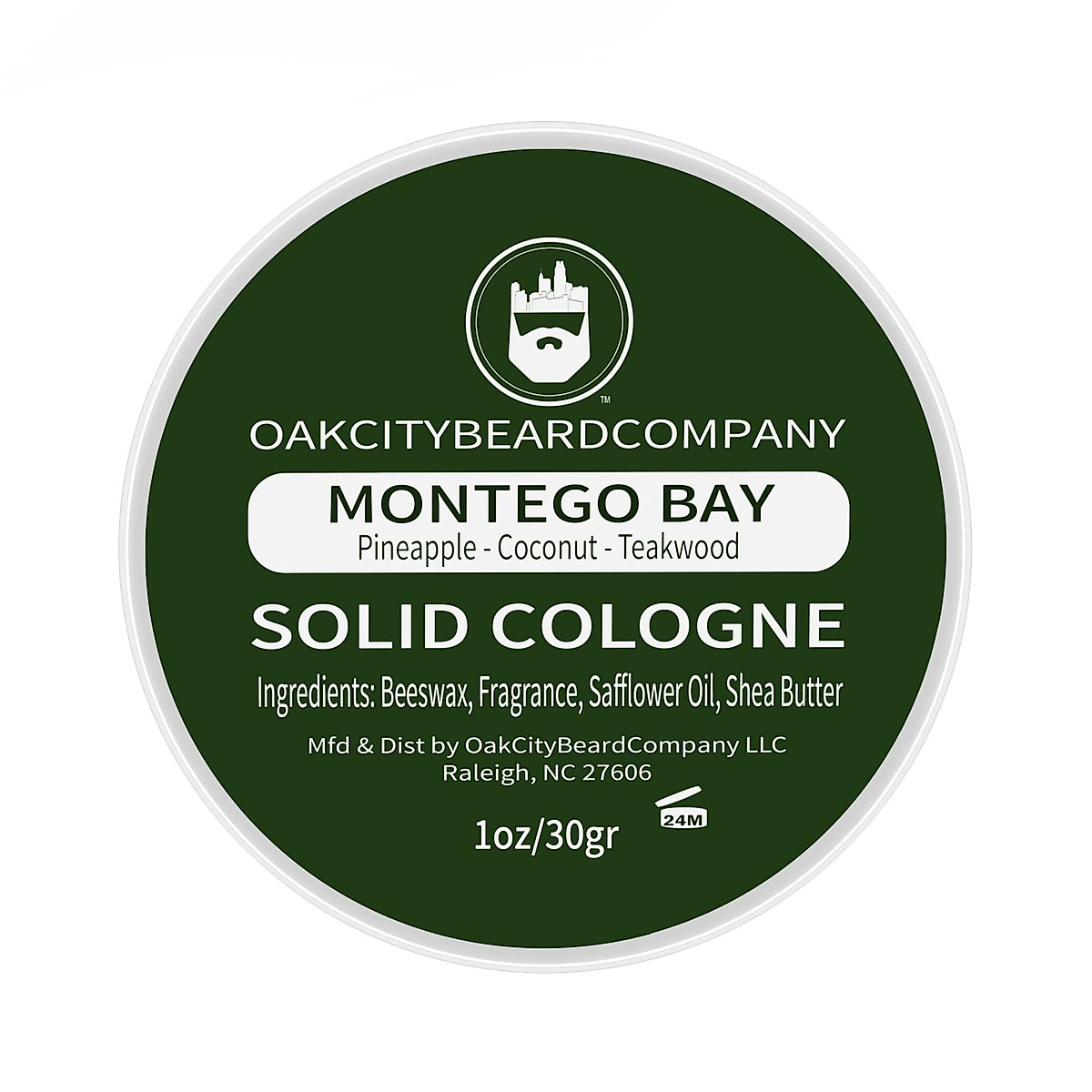 Oak City Beard Company - Montego Bay - Solid Cologne - 1 Ounce - Pineapple - Coconut - Teakwood