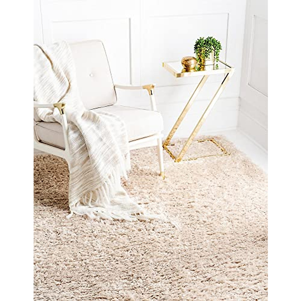 Rugs.com Marilyn Monroe™ Shag Collection Rug – 6' x 9' Blonde Shag Rug Perfect for Bedrooms, Dining Rooms, Living Rooms
