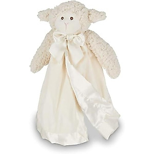 Bearington Baby Lamby Snuggler, 15 Inch White Lamb Plush Stuffed Animal Security Blanket Lovey for Babies, Baptism Gifts for Boys and Girls