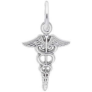 Rembrandt Charms Caduceus Charm, Sterling Silver
