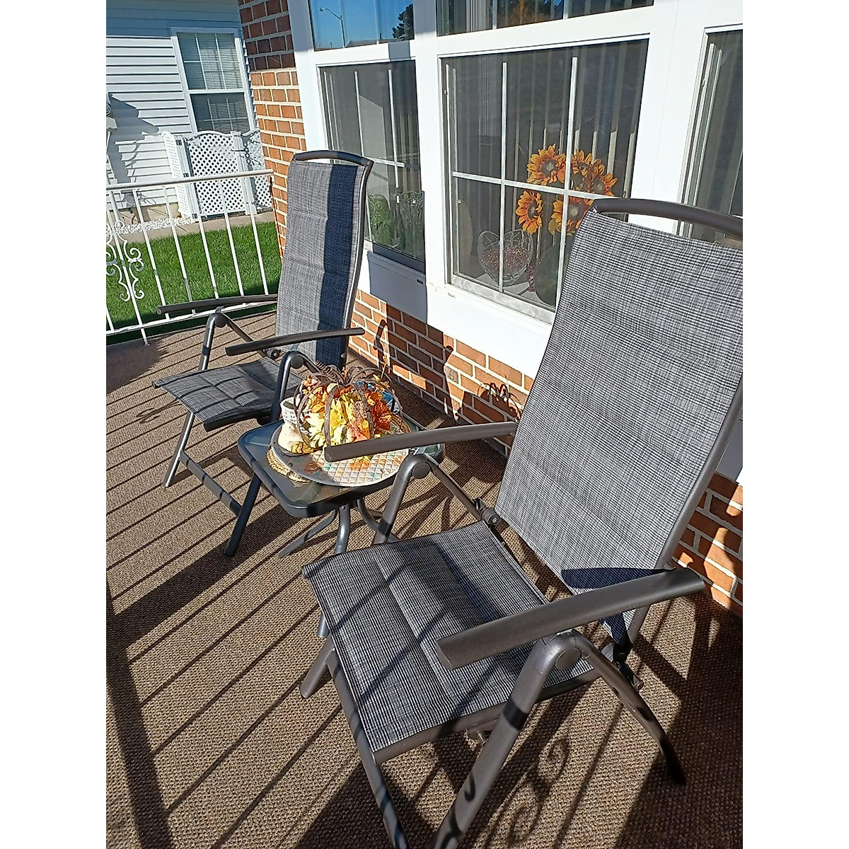 Domi Folding Patio Chairs Set of 2, Aluminium Frame Reclining Sling Lawn Chairs with Adjustable High Backrest, Patio Dining Chairs for Outdoor,Porch,Balcony (Double-Layered Textilene Fabric)