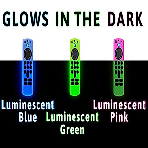 Firestick Remote Cover Case Compatible with 3rd Gen Fire TV Stick 2021 4K Alexa Voice Remote Control Non Slip Silicone Protective Shock Resistant Sleeve with Lanyard 1 Pack GITD Pink