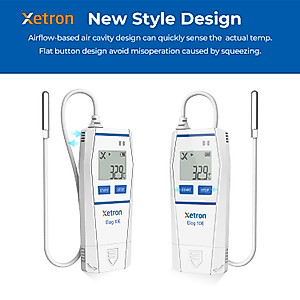 Xetron Multi-Use Temperature Data Logger with Probe,32000 Points Reusable Recorder for Cold Chain,PDF Report,Certificate Refrigerator Temperature Monitor, Elog10E (1 Pack）Upgrade RC-5