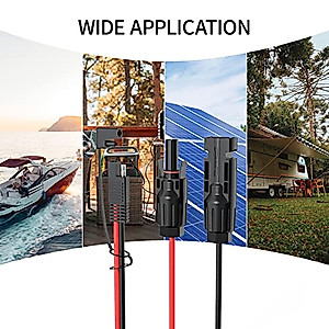 ELFCULB 10AWG 2FT Solar Connector to SAE Adapter 2 3.3 10 20 FT SAE Solar Panel Extension Cable with SAE Polarity Reverse Adapter for Solar Panels Car Battery Charger Kit