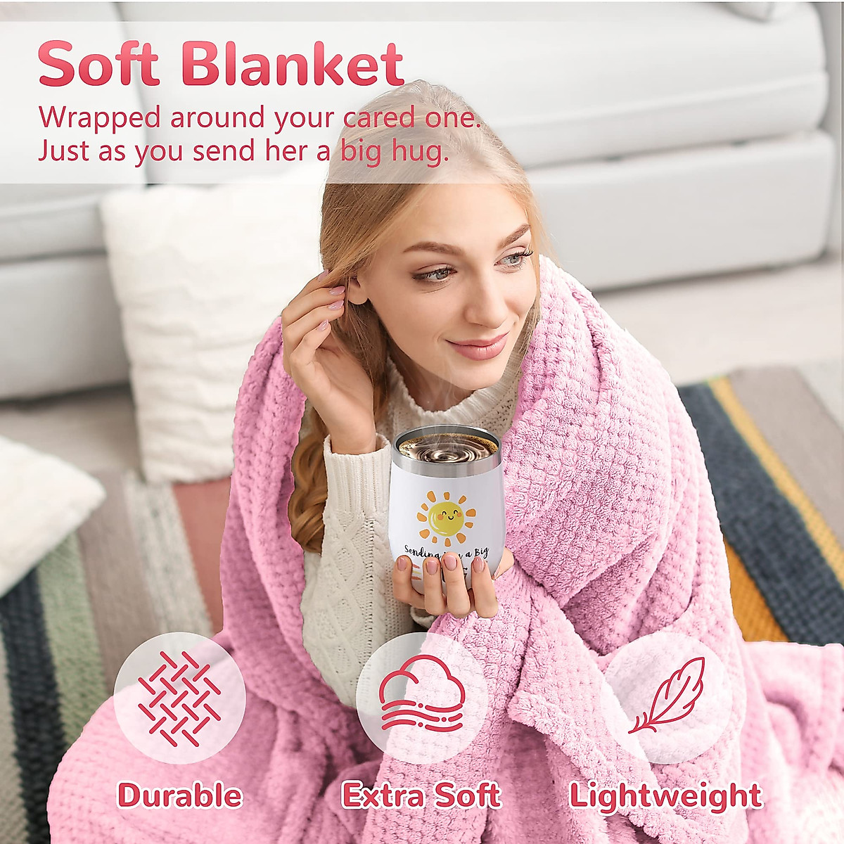 Get Well Soon Gifts for Women, 12Pcs Care Package Feel Better Basket After Surgery, Thinking of You Gift Basket for Best Friend, Birthday Gifts Box with Inspirational Blanket Candle for Women