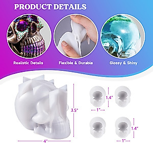 LET'S RESIN Resin Molds Silicone, 1 Pc Large Silicone Skull Epoxy Molds with 4 Pcs Small Skeleton Epoxy Resin Molds for Resin Casting Art Crafts, Candle Making, Home Decor, Pendants, Keychains