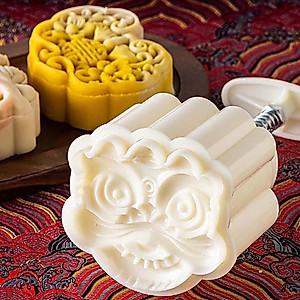 3D Mooncake Mould Set Cake Decoration Dessert Cookie DIY Kitchen Baking Tool Safe Cookie Molds(75g-Wake up Lion)