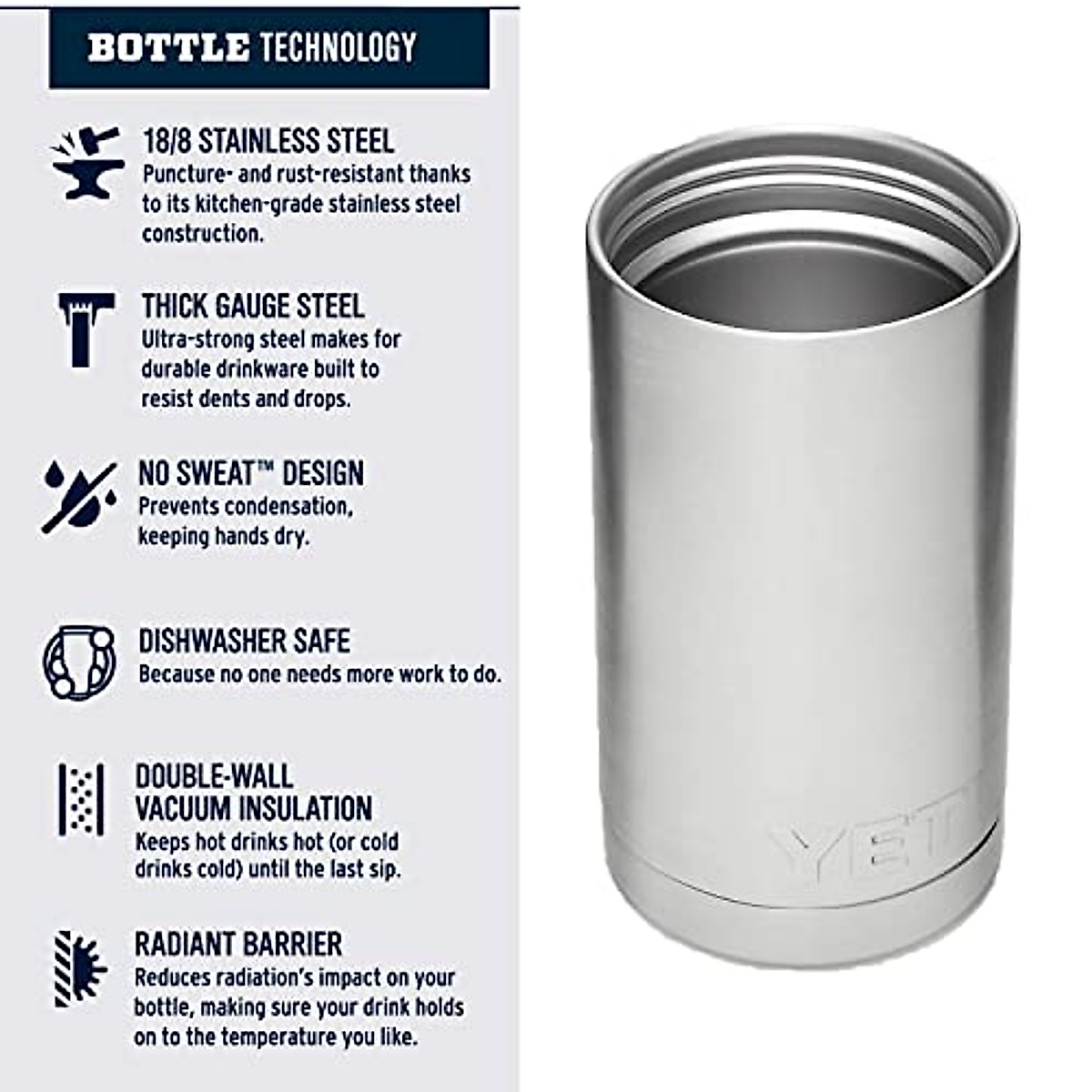 YETI Rambler 12 oz Bottle, Stainless Steel, Vacuum Insulated, with Hot Shot Cap, Bimini Pink