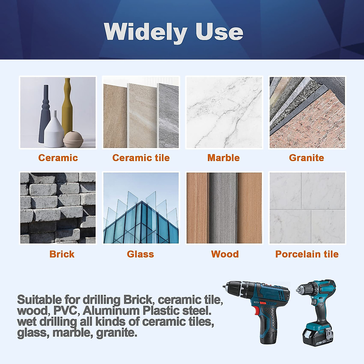 Diamond Drill Bit - BRSCHNITT 1/4 inch Masonry Drill Bits Set for Porcelain Tile Ceramic Stone Granite Marble,Hex Shank Diamond Hole Saw Drill Bit(5pcs/Pack).