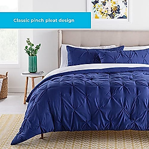 LINENSPA All Season Hypoallergenic Down Alternative Microfiber Comforter, Oversized Queen, Dark Blue