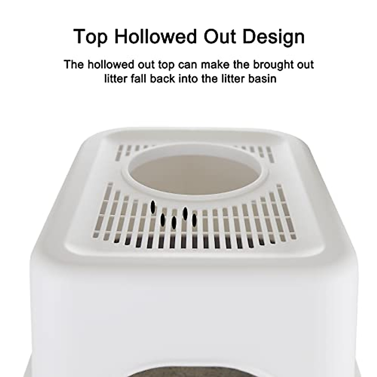 Sfozstra Cat Litter Box with Lid, Fully Enclosed Splash-Proof Litter Box,Top Entry Cat Litter Box, Easy to Assemble and Installation (Grey, Small)