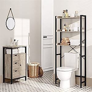 Yaheetech 3-Tier Over The Toilet Storage Shelf, Wooden Bathroom Space Saver Toilet Storage Rack with Shelves, Free Standing Bathroom Organizer Rack for Home, 25 x 10 x 65 Inches, Gray
