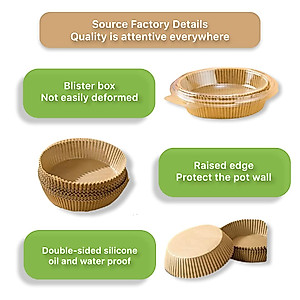 FINECE Air Fryer Liners Round, 100PCS for 2 to 5 Qt Air Fryer Disposable Paper Liner, 6.3 inch Unbleached Non-stick Oil-proof Parchment Paper