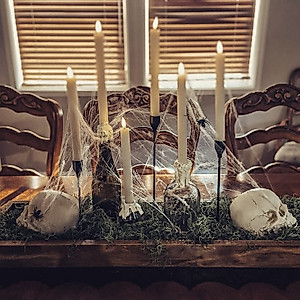 Stmarry Flickering Flameless Taper Candles with Remote - 10 Inch LED Candlesticks, Realistic 3D Flame with Wick, Ivory Real Wax, Spring Home Decor, Automatic Timer - Set of 6