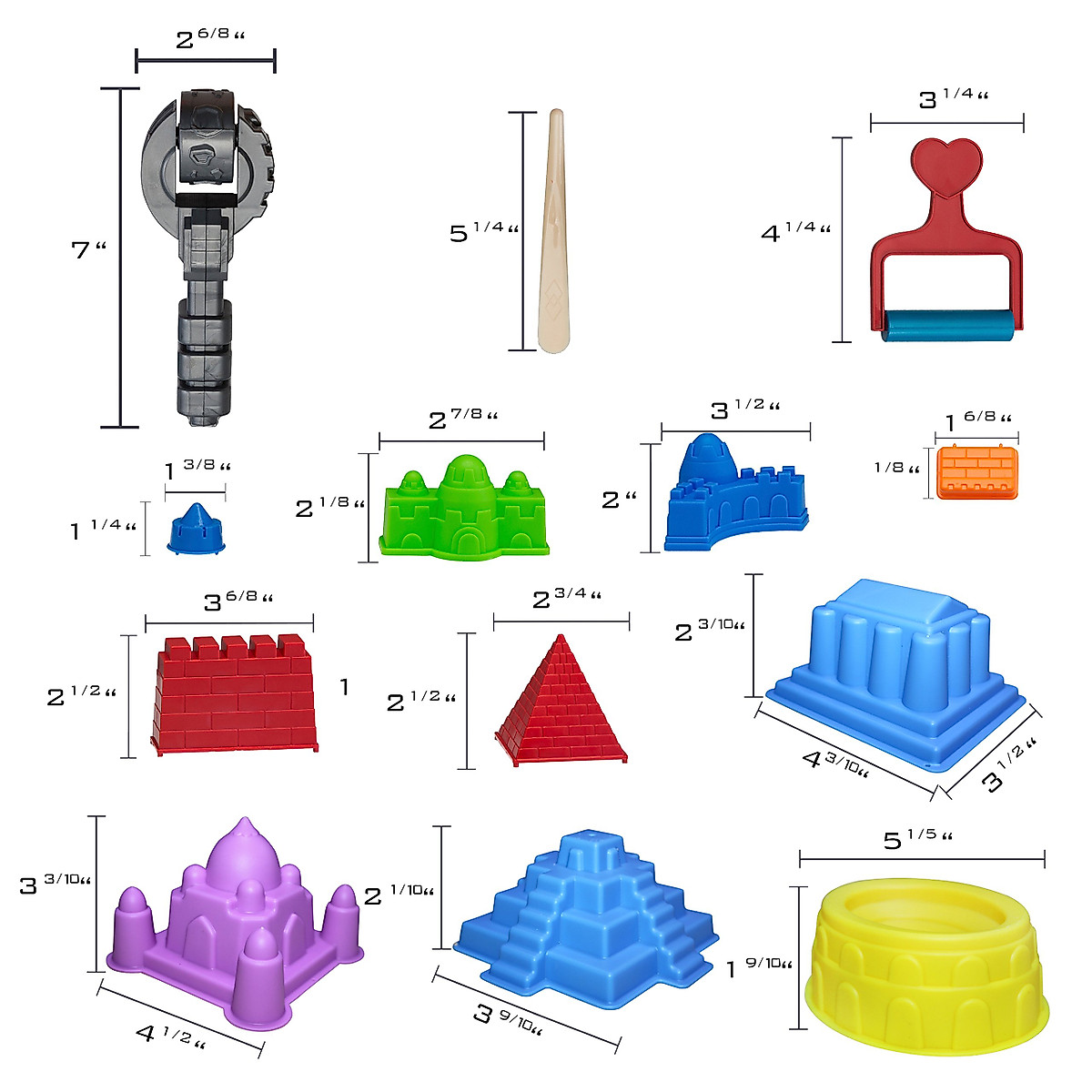 CoolSand Advanced Building Sand Molds and Tools Kit - Works with All Other Play Sand Brands - 37 Pieces Includes: Castle, Bricks and Walls Molds, and Tools - Sand Not Included