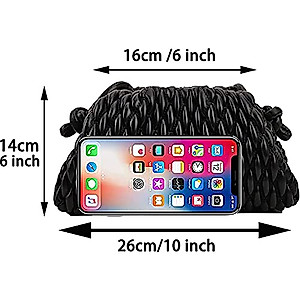 Quilted Clutch Handbag Dumpling Bag for Women Cloud Purse Ruched Bag Handmade Leather Hobo Bag