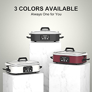 Magnifique 4 Quart Casserole Digital Slow Cooker, Premium Ceramic Bakeware for Oven, Dishwasher Safe Baking Dish