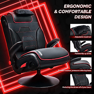 VON RACER Video Game Chair with Speakers, 2.1 Audio Foldable Floor Gaming Chair, Pedestal PC Chair 2 Speakers and 4” Subwoofer