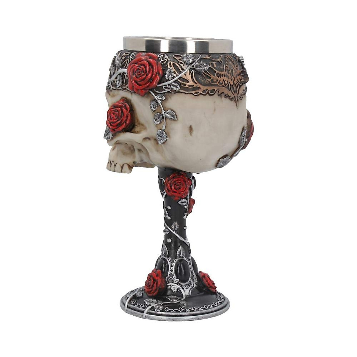 Nemesis Now B4327M8 Gothic Roses Goblet 18cm Black, Resin w/stainless steel insert, One Size