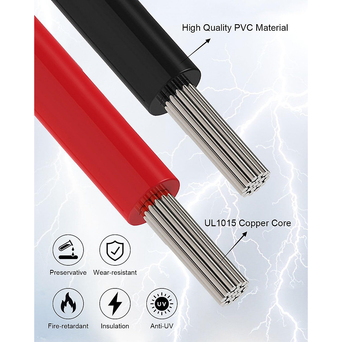 HUQUZN 10AWG 12FT Solar Panel Extension Cable Compatible with Ads Port Adapter and Solar Connector, Solar Charger Cable Kit for Portable Solar Generator Power Station RV, Vertical