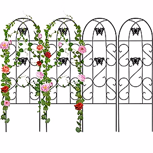 Amagabeli 4 Pack Garden Trellis for Climbing Plants 60" x 18" Rustproof Sturdy Black Iron Trellis for Potted Plant Support Butterfly Metal Trellis for Climbing Roses Vine Flower Cucumber Clematis GT02