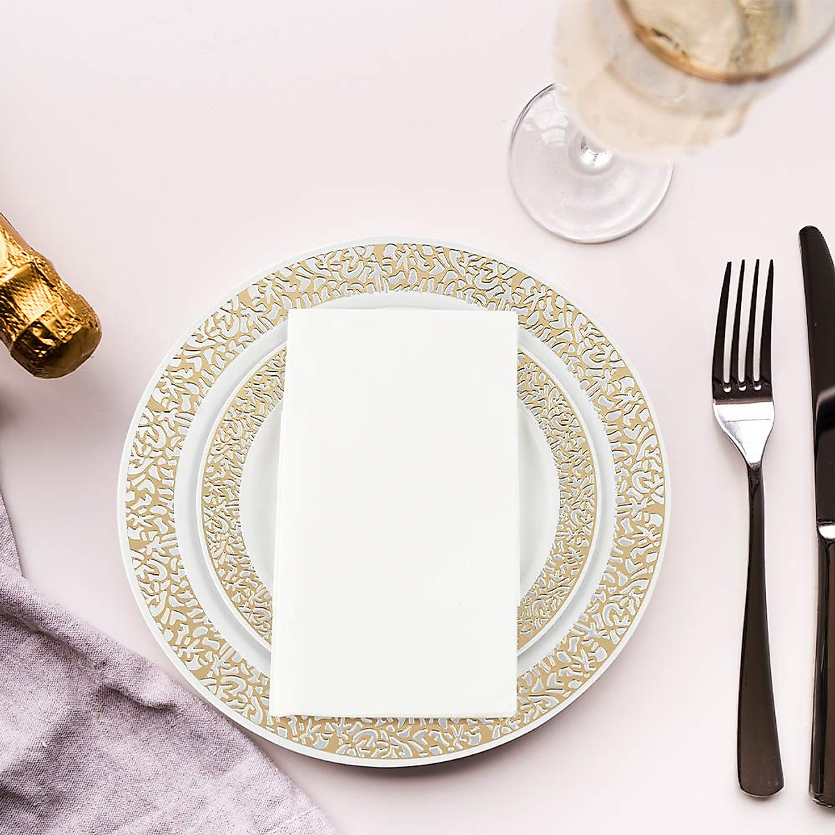 Vplus 400 Pack Premium Quality Guest Towels Disposable Dinner Napkins Soft, Absorbent, Party Napkins for Dinners or Catering Events，and Everyday Use (White, 400)