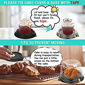 Cupcake Boxes, Individual Cake Container, 100 Pcs Single Disposable Clear Plastic Deep Dome Cupcakes Holders with Lid for Home Shop Party Birthday Wedding Holiday, Cookie Cakes Brownie Storage Carrier