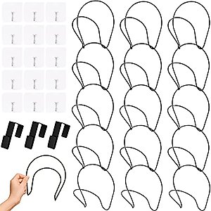 KALYLOC 15 Pack Hat Rack Hanger Holder Organizer, Hanging Wigs Rack Baseball Caps Storage, Scarves Handbags Towels Clothes Ties Over Door Wall Mounted Hook Black (Black)