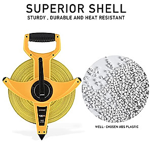 Land Open Reel Fiberglass Tape Measure - 330FT/100M by 1/2-Inch, Inch/Metric Scale, Heavy Duty Tape for Runway and Engineer Survey (330FT)