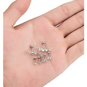 YOVORO 7Pcs 16G Stainless Steel Cartilage CZ Stud Earrings for Women Helix Tragus Daith Piercing Jewelry S2