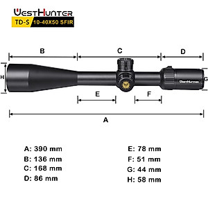 WestHunter Optics TD-S 10-40x50 SFIR Long Range 1/10 MIL Precision Riflescope | Picatinny Shooting Kit B