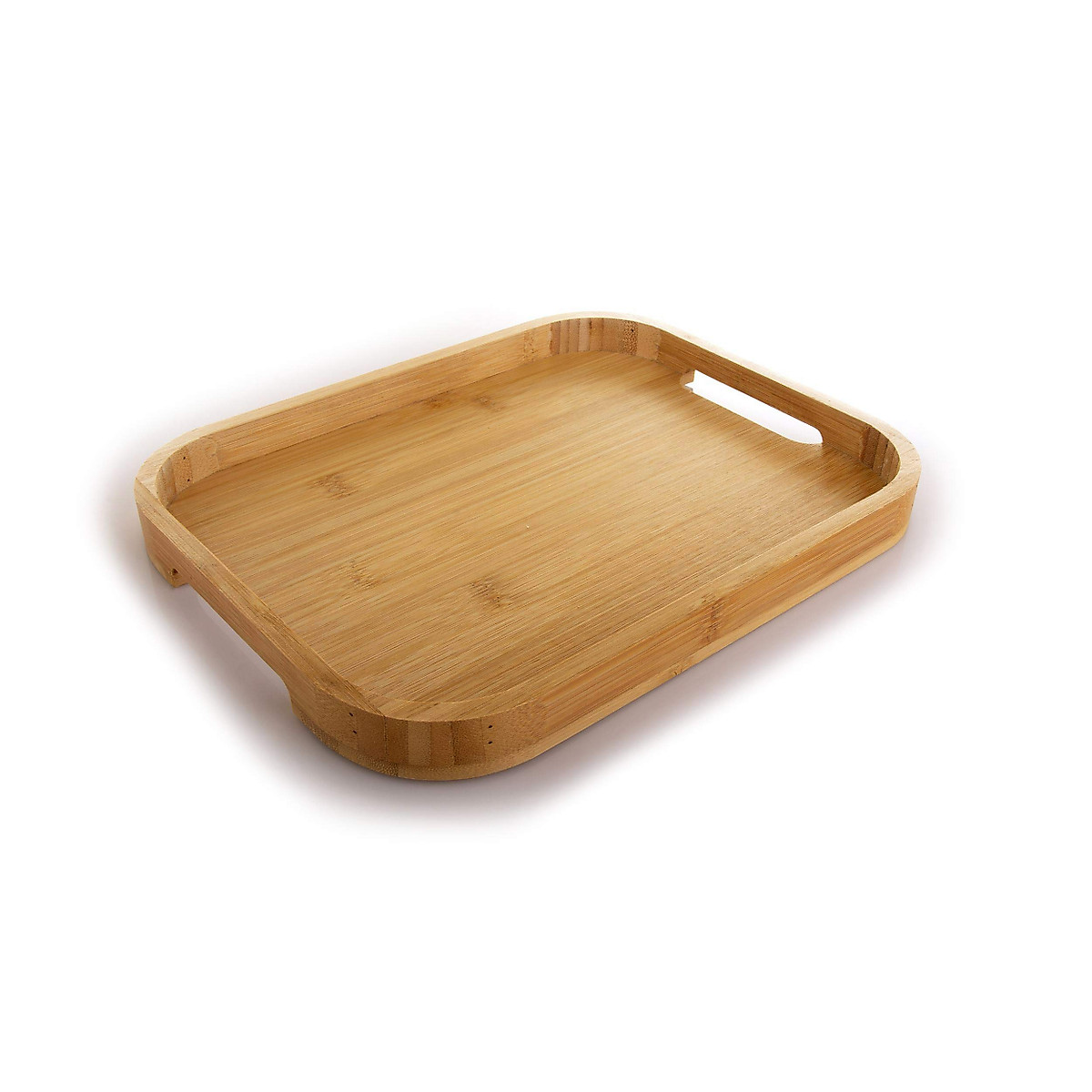 Kozy Kitchen Tea Serving Tray Handmade 100% Natural Bamboo Wood Finish