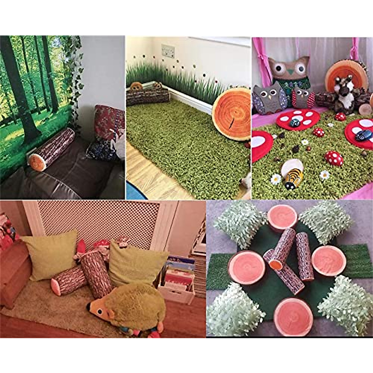 ZHANGXD 2PCS Creative Natural Wood Design Round Long Throw Pillow, Cushion for Home, Couch, Sofa, Bedroom, Living Room Decor, Stump (#1)