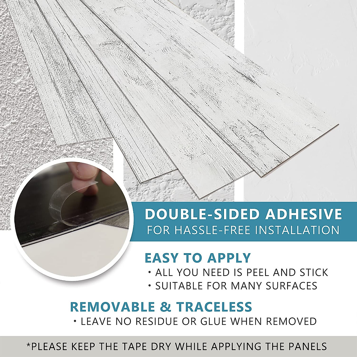 Urban Decor Wall Panels, Easy Peel and Stick self Adhesive Vinyl Tiles for Kitchen Bedroom Doorways Backsplash Planks with Vintage Farmhouse Wood Pattern (Vintage White w/hint of Grey)