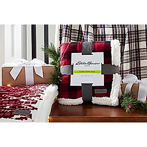 Eddie Bauer - Throw Blanket, Reversible Sherpa Fleece Bedding, Buffalo Plaid Home Decor for All Seasons (Red Check, Throw)