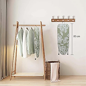 Duwee 12×32 in Table Top Ironing Board with Unique Iron Rest, Thicken Felt Padding, Heat Resistant Cover B-12x32inch-white Leaves