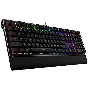 Rosewill Mechanical Gaming Keyboard, RGB Backlit Clicky Computer Mechanical Keyboard for PC, Laptop, Mac, Rainbow LED Modes with Side Backlight & Software Suite for Customization – Brown Switch