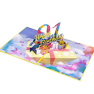 Ribbli Happy 21st Birthday Handmade 3D Pop Up Card,Greeting Card,21 Birthday Card,For Happy Birthday Card,21 Year Old Card,with Envelope