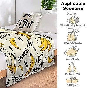 STWINW Funny Banana Throw STWINW Gifts for Women Men Ultra Soft Throw Blankets Lightweight Couch Bed STWINW Warm Plush Flannel STWINW 40''x50'' Cooling STWINW Home Decor Blanket