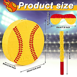 Deekin 3 Pcs Softball piñata Set Include piñata with Stick Eye Mask Softball piñata for Kids Music Science School Sports Bridal Shower Birthday Party Decorations Supplies