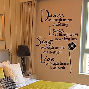CUGBO Dance Love Sing Live Wall Decal Quotes Removable Vinyl DIY Wall Stickers Home Living Room Art Decor