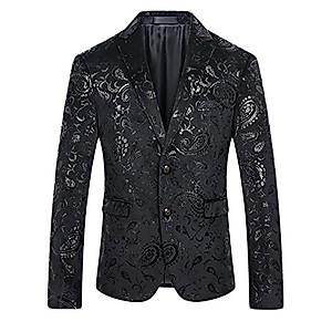 Men's luxury Casual Dress Suit Slim Fit Stylish Blazer Black Large, Black, Large