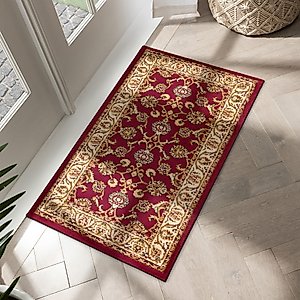 Well Woven Barclay Collection Sarouk Red 2x4 Accent Doormat- for Entryways, Kitchen