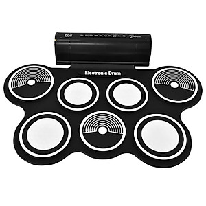 Pyle Electronic Roll Up MIDI Drum Kit W/ 9 Electric Drum Pads, Foot Pedals, Drumsticks, & Power Suppl Quick Setup Tabletop Roll Up Drum Kit Pre-Loaded W/Drum Electric Kits & Songs - AZPTEDRL14