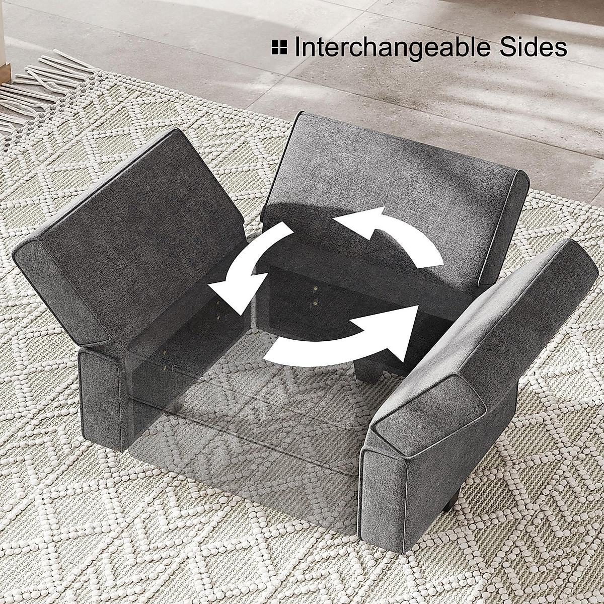 Belffin Modular Sofa Bed Sectional Sleeper Sofa Convertible Sectional Couch Bed Set Reversible Chaise Dark Grey