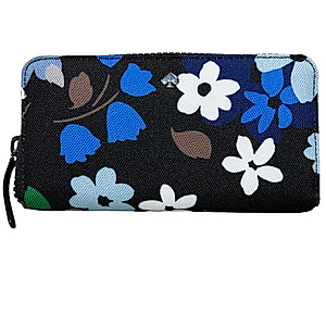 Kate Spade Jae Bold Bloom Continental Zip Around Wallet Black Floral Canvas